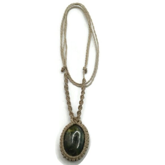 Jewelry | Unisex Necklace Woven Macram Thread Natural Stone Serpentine ...